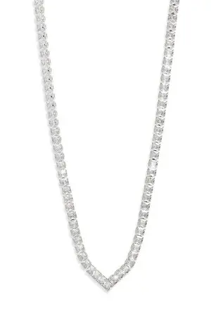 Nordstrom Chevron Cubic Zirconia Tennis Necklace - Clear- Silver