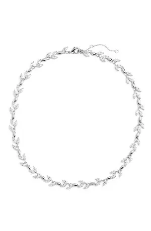 Nordstrom Leaf Collar Necklace - Clear- Silver