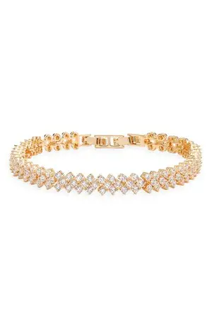 Nordstrom Herringbone Cubic Zirconia Tennis Bracelet - Clear- Gold