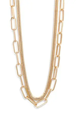 Nordstrom Set Of Snake Chain And Paper Clip Link Necklaces - Gold