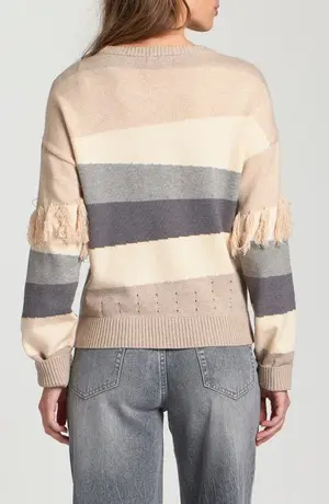 APNY Colorblock Fringe Sweater
