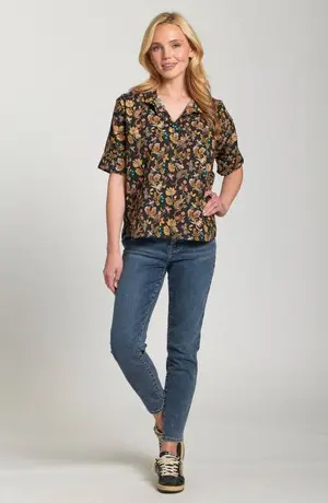 APNY Floral Print Popover Top