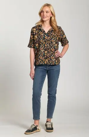 APNY Floral Print Popover Top