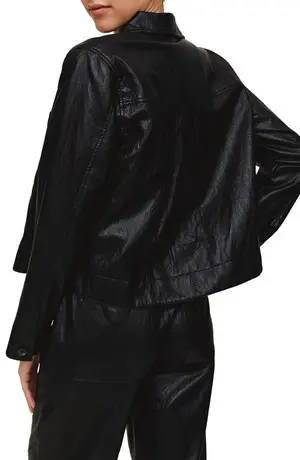 Bella Dahl Crop Faux Leather Jacket - Black