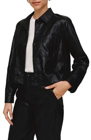 Bella Dahl Crop Faux Leather Jacket - Black