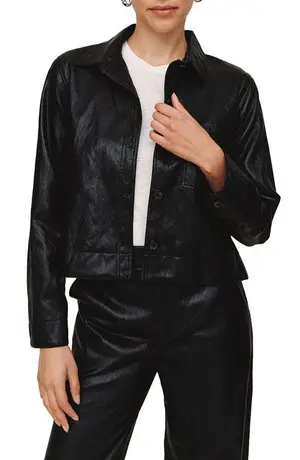 Bella Dahl Crop Faux Leather Jacket - Black