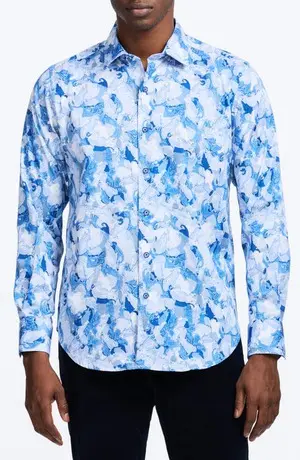 Robert Graham Baskerville Koi Print Stretch Cotton Button-up Shirt
