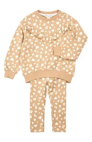 MILES THE LABEL Cheetah Print Sweatshirt And Leggings Set - Camel