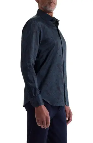 Bugatchi Axel Shaped Fit Paisley Stretch Button-up Shirt - Eggplant