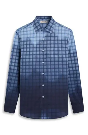 Bugatchi Julian Shaped Fit Gradient Check Stretch Button-up Shirt