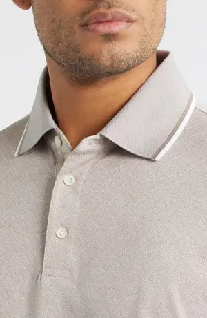 Bugatchi Diamond Piqué Cotton Polo - Cobblestone