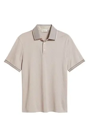 Bugatchi Diamond Piqué Cotton Polo - Cobblestone
