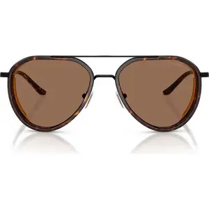 Emporio Armani 56mm Pilot Sunglasses - Matte Black/dark Brown