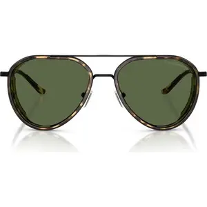 Emporio Armani 56mm Pilot Sunglasses - Matte Black/dark Green