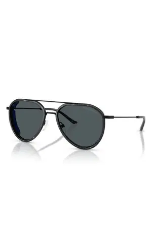 Emporio Armani 56mm Pilot Sunglasses - Matte Black/dark Grey