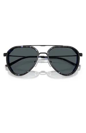 Emporio Armani 56mm Pilot Sunglasses - Matte Black/dark Grey