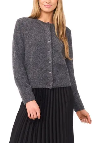 Halogen Crewneck Cardigan - Medium Heather Grey