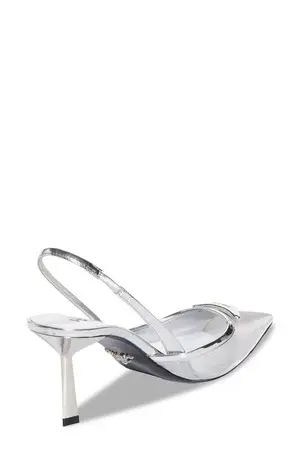 Prada Pointed Toe Metallic Mesh Slingback Pumps
