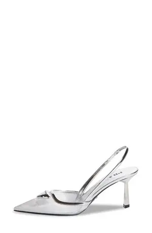 Prada Pointed Toe Metallic Mesh Slingback Pumps