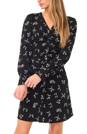 CECE DUPRAZ Shirred Print Button-up Dress