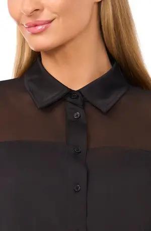 CECE DUPRAZ Sheer Detail Button-up Shirt