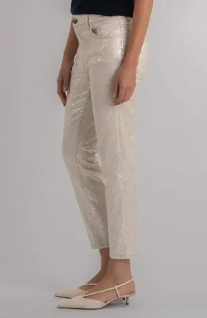 Kut From The Kloth Metallic Coated High-waist Cigarette Jeans