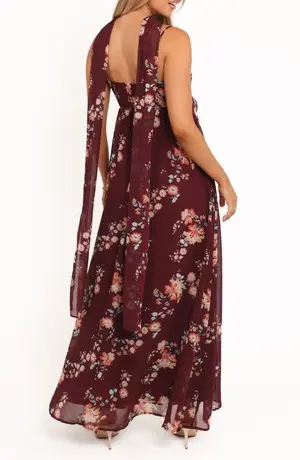 PETAL & PUP Printed Sleeveless Maxi Dress With Scarf