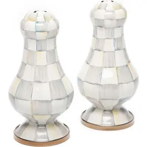 MACKENZIE-CHILDS Check Enamel Large Salt & Pepper Shaker Set - Sterling
