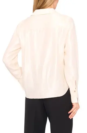 Halogen Collared Crepe Popover Top - Birch