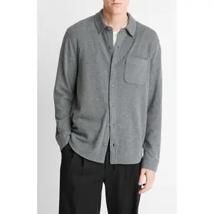 Vince Knit Button-up Shirt Jacket - Medium Heather Grey