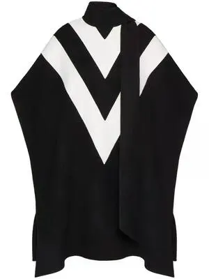 Valentino Garavani Vlogo Scarf-detail Cape - Black