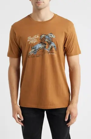 Brixton Wellston Cotton Graphic T-shirt - Washed Copper