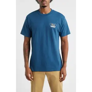 Brixton Linwood Cotton Logo Graphic T-shirt - Harbor Blue/cool Grey/washed