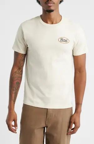 Brixton Parsons Logo Cotton Graphic T-shirt - Cream/pumpkin Spice/washed
