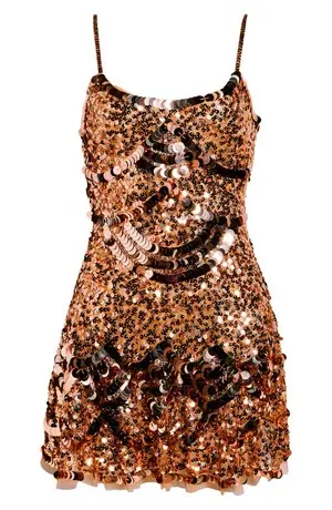 LoveShackFancy Liria Sequin Mini Dress - Honey Shimmer