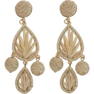 PANACEA Raffia Teardrop Earrings - Tan