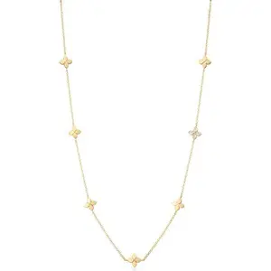 Roberto Coin Love In Verona Diamond Flower Station Necklace - Yellow