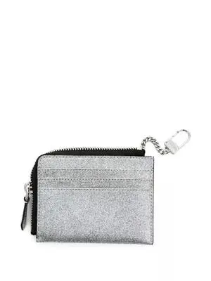 Marc Jacobs The Coated Glitter Zip Leather Wallet - Silver