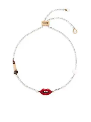 Marc Jacobs Lip-detail Slider-fastening Bracelet - Silver