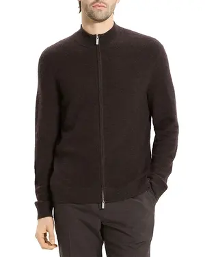 Theory Cashmere Zipper Sweater - Brownmood Melange