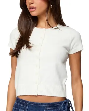 EDIKTED Coreen Button Up Knit Cardigan - White
