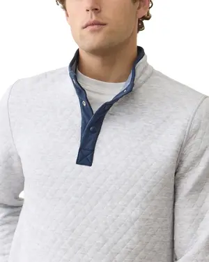 Marine Layer Quilted Reversible Pullover - Mid Blue/light Grey