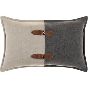 SURYA Branson Lumbar Pillow - Gray/black