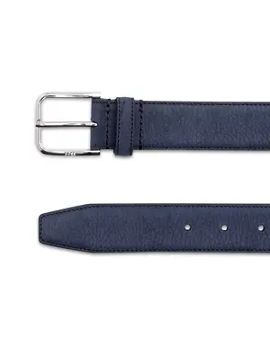 BOSS Madison Leather Belt - Navy