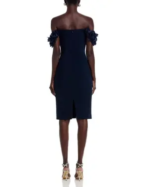 Rickie Freeman For Teri Jon Organza Off-the-shoulder Dress
