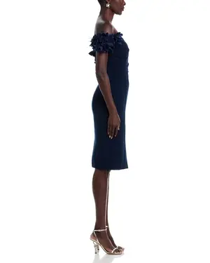 Rickie Freeman For Teri Jon Organza Off-the-shoulder Dress
