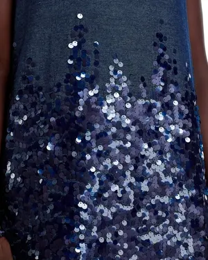 Rickie Freeman For Teri Jon Denim Pailette Dress