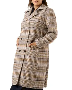 ESTELLE Plaid Double Breasted Coat