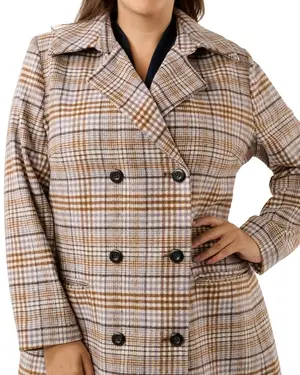 ESTELLE Plaid Double Breasted Coat