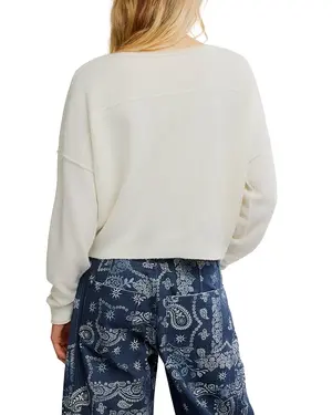 Free People Boatneck Pullover Sweater - White Combo